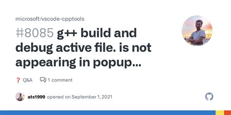 G Build And Debug Active File Is Not Appearing In Popup Menu · Microsoft Vscode Cpptools