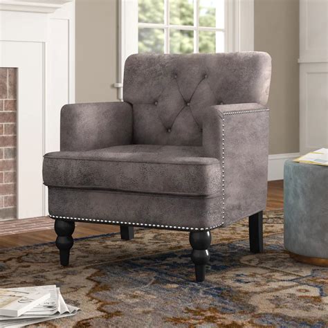 Modern Accent Tufted Club Chair With Rivet Design And Birch Wood Legs