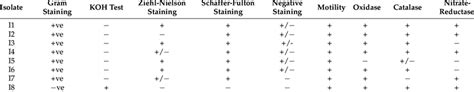 Results Of Staining Koh Test And Biochemical Tests For Each Isolate Of