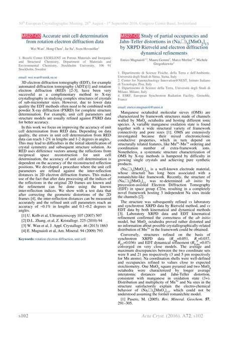 Pdf Accurate Unit Cell Determination From Rotation Electron