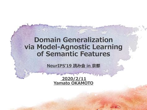 Domain Generalization Via Model Agnostic Learning Of Semantic Features Ppt