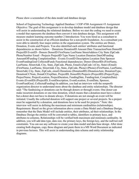 Please Show A Screenshot Of The Data Model And Database Design Schoolpdf