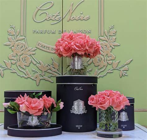 Cote Noire Herringbone Flower Rose Buds Clear Peach Hcf25