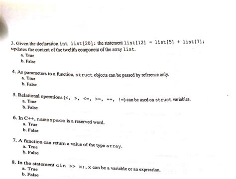 solved 3 given the declaration int list[20] the statement