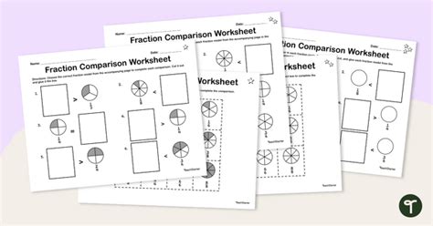 Fraction Comparison Worksheet Differentiated Teach Starter