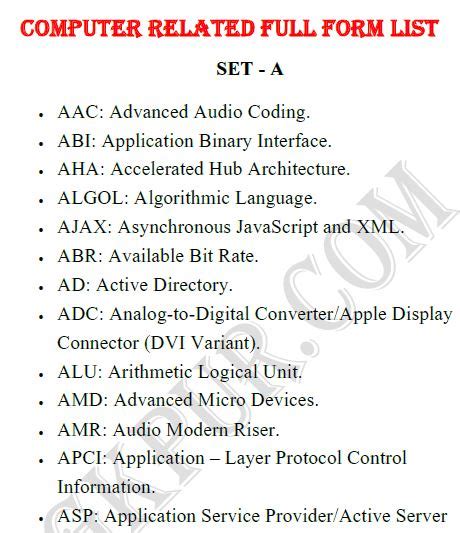 A To Z Computer Related Full Form Pdf Computer Network 41 Off