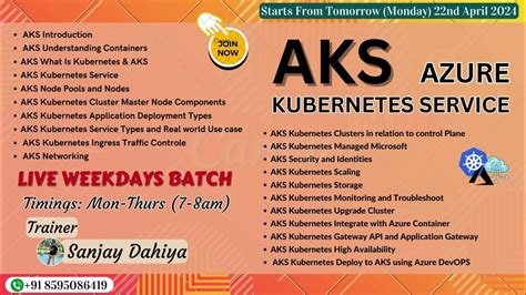 Azure Kubernetes Service Live Training Online Weekdays Batch With