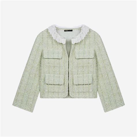 W 마쥬 트위드 자켓 라이트 그린 Maje Kream