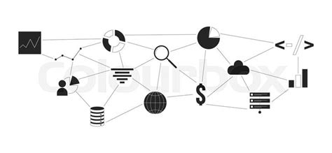 Analytics Database Management Black And White 2d Line Cartoo Colourbox