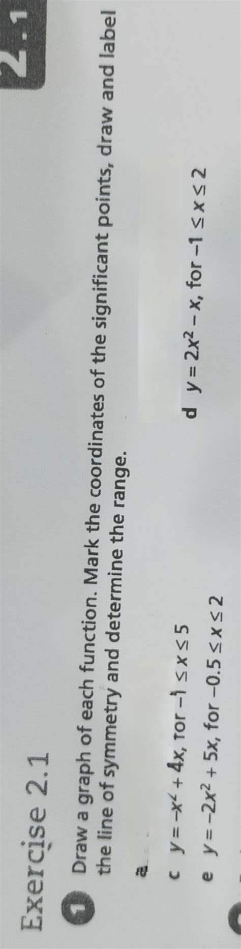 Exercise 21 1 Draw A Graph Of Each Function Mark The Coordinates Of The