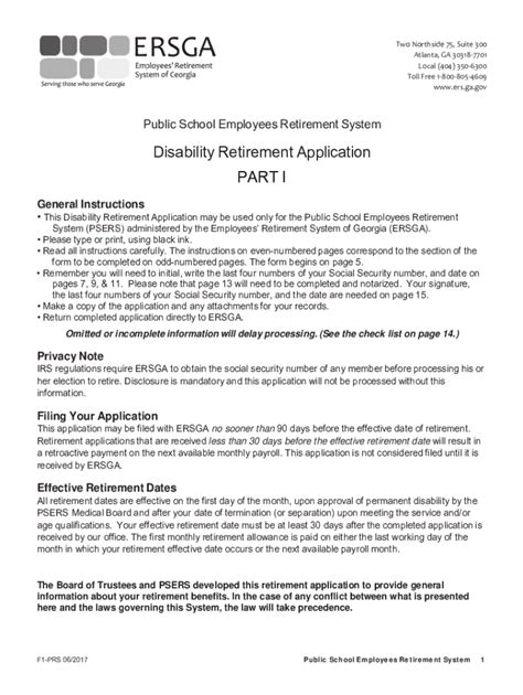 Fillable Online Psers Disability Retirement Application 062012 Part I