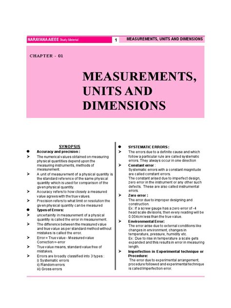 Measurements Units And Dimensions Pdf Accuracy And Precision Observational Error