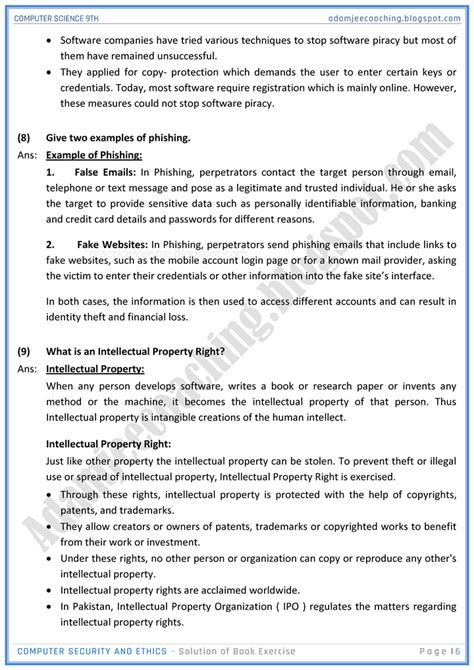 Adamjee Coaching Computer Security And Ethics Solution Of Book