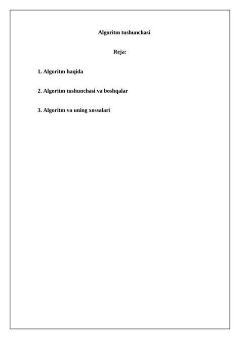 Algoritm Tushunchasi