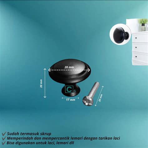 Handel Tarikan Laci Handle Knob Knop Pentol Bulat Laci Lemari Knob Stainless Hitam Knop Baut