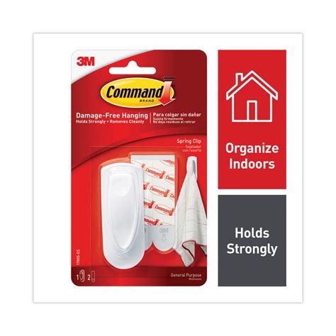 Command™ Spring Hook 1 18w X 34d X 3h White 1 Hookpack Mmm17005 Restockit