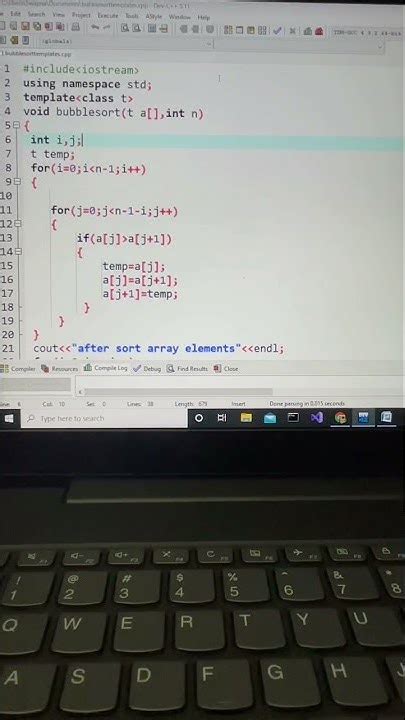 Bubble Sort Using Function Templates Youtube