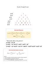 Pascals Triangle Project Pascals Triangle Project N N N N N N N