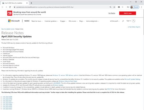 Microsoft Windows Security Updates April 2020 Overview Ghacks Tech News
