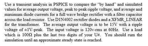 Use A Transient Analysis In PSPICE To Compare The By Chegg
