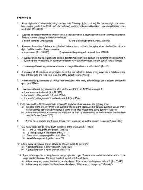 Exercise 4a Pdf Pdf Multiple Choice