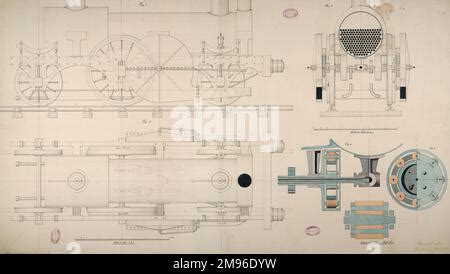 Locomotive Engine Plan And Side Elevation Stock Photo Alamy