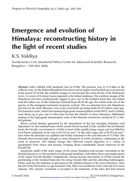 Reconstruction Of Himalayan Evolution Pdf Earth Sciences Geology