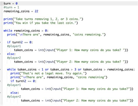 Solved Turn Turn Remaining Coins Print Take Chegg