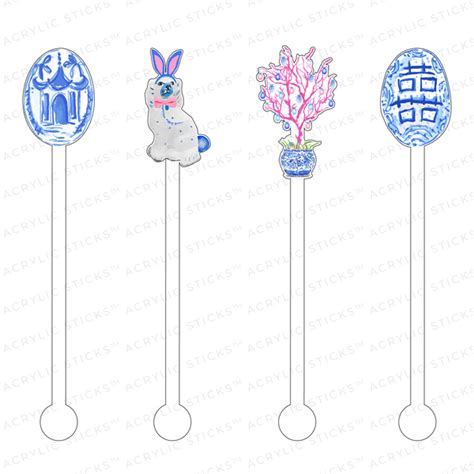 As X Taylor Beach Design Blue And White Easter Acrylic Stir Sticks Combo