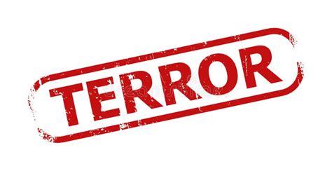 terror red rounded rectangle grunged badge stock vector illustration