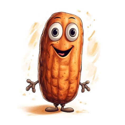 Drawing Image Of A Cute Little Peanut Character Premium Ai Generated