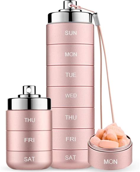 Mossime Metal Travel Pill Organizer Portable 7 Day Vitamin Organizer