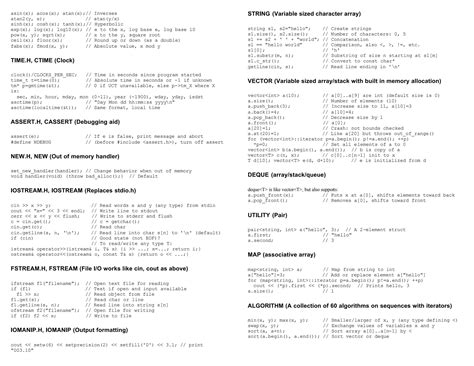 C Quick Reference Sheet From Programming Languages