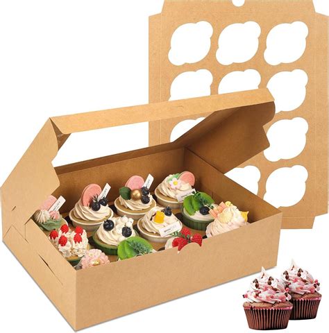 Cupcake Box 13 X 10 X 3 5 Inches Brown Cupcake Containers Kraft