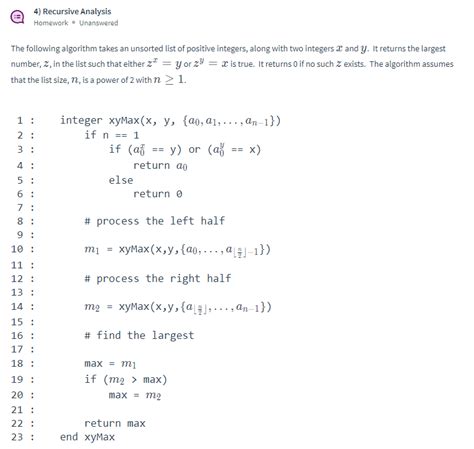 Solved Recursive Analysis Homework Unanswered The Chegg