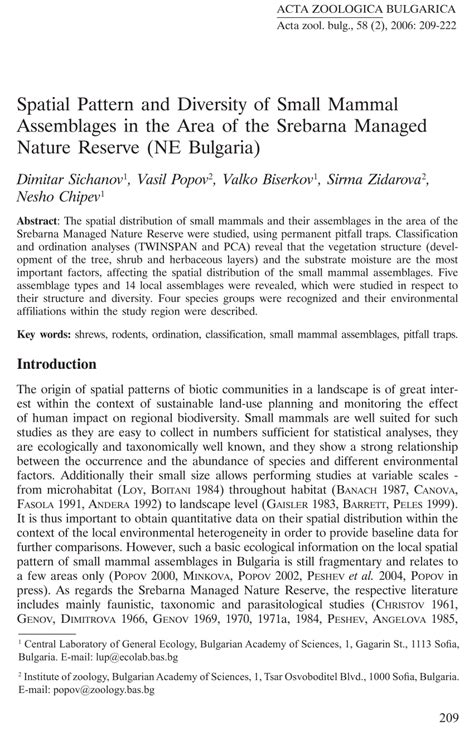 pdf spatial pattern and diversity of small mammal assemblages in the