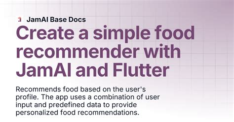 Create A Simple Food Recommender With Jamai And Flutter Jamai Base Docs