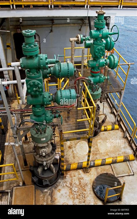Well Head Area Of Offshore Oil And Gas Production Marine Rig Off Stock
