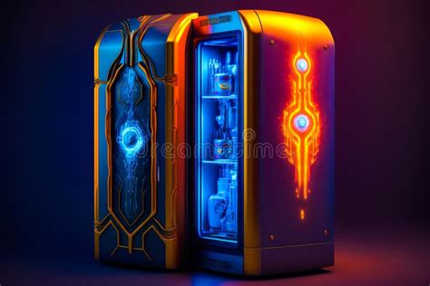 Computer Case With Glowing Design On The Front And Side Of It Generative AI Stock Illustration