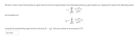 solved we saw in class a result that provides an upper bound