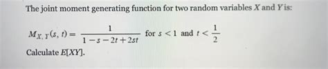 Solved Let X And Y Be Random Variables With The Following