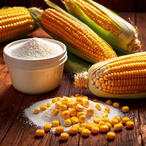 Fresh Corn With Corn Meal And Corn Flour Processed Cooking Ingredients Stock Illustration