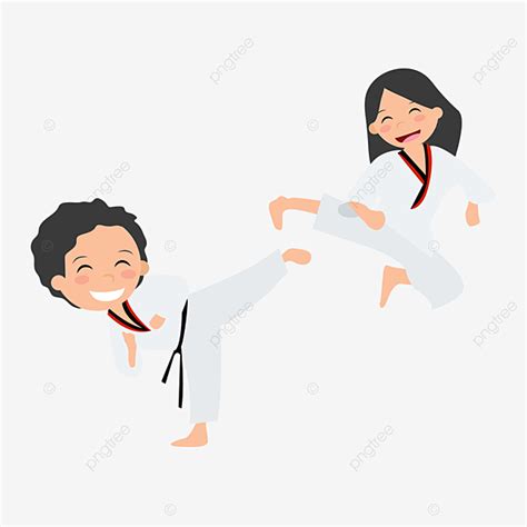 만화 일러스트 손으로 그린 남자와 여자 태권도 레이션 태권도 운동 어린이 Png 일러스트 및 Psd 이미지 무료 다운로드 Pngtree