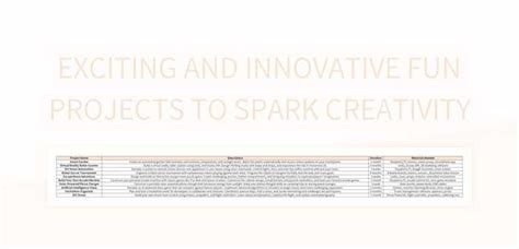 Fun And Creative Projects To Inspire Innovation Excel Template Free Download Pikbest