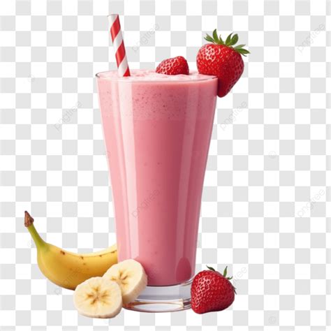 신선한 과일 장식을 곁들인 맛있는 딸기와 바나나 스무디 맛있는 딸기와 바나나 스무디 신선한 과일 장식과 함께 제공 신선한 Png 일러스트 및 이미지 에 대한 무료