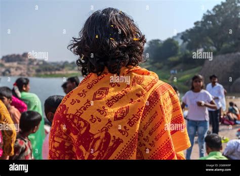 Indian People Bathing Tungabhadra River Hi Res Stock Photography And