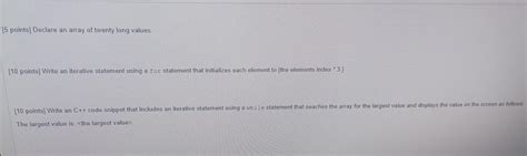 Solved 5 Points Declare An Array Of Twenty Long Values