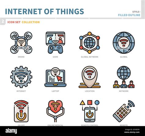 Internet Of Things Icon Setfilled Outline Stylevector And