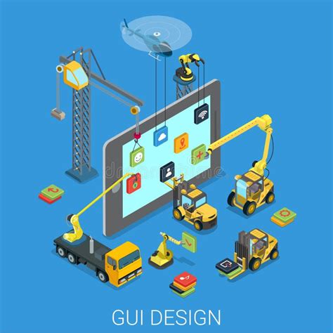 Gui Design Ui Ux Mobile User Interface App Flat Isometric Vector Stock