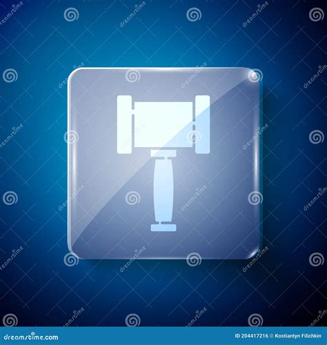White Judge Gavel Icon Isolated on Blue Background. Gavel for Adjudication of Sentences and ...